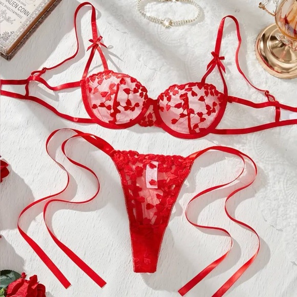 Intimates & Sleepwear | Red Lace Lingerie Set | Poshmark